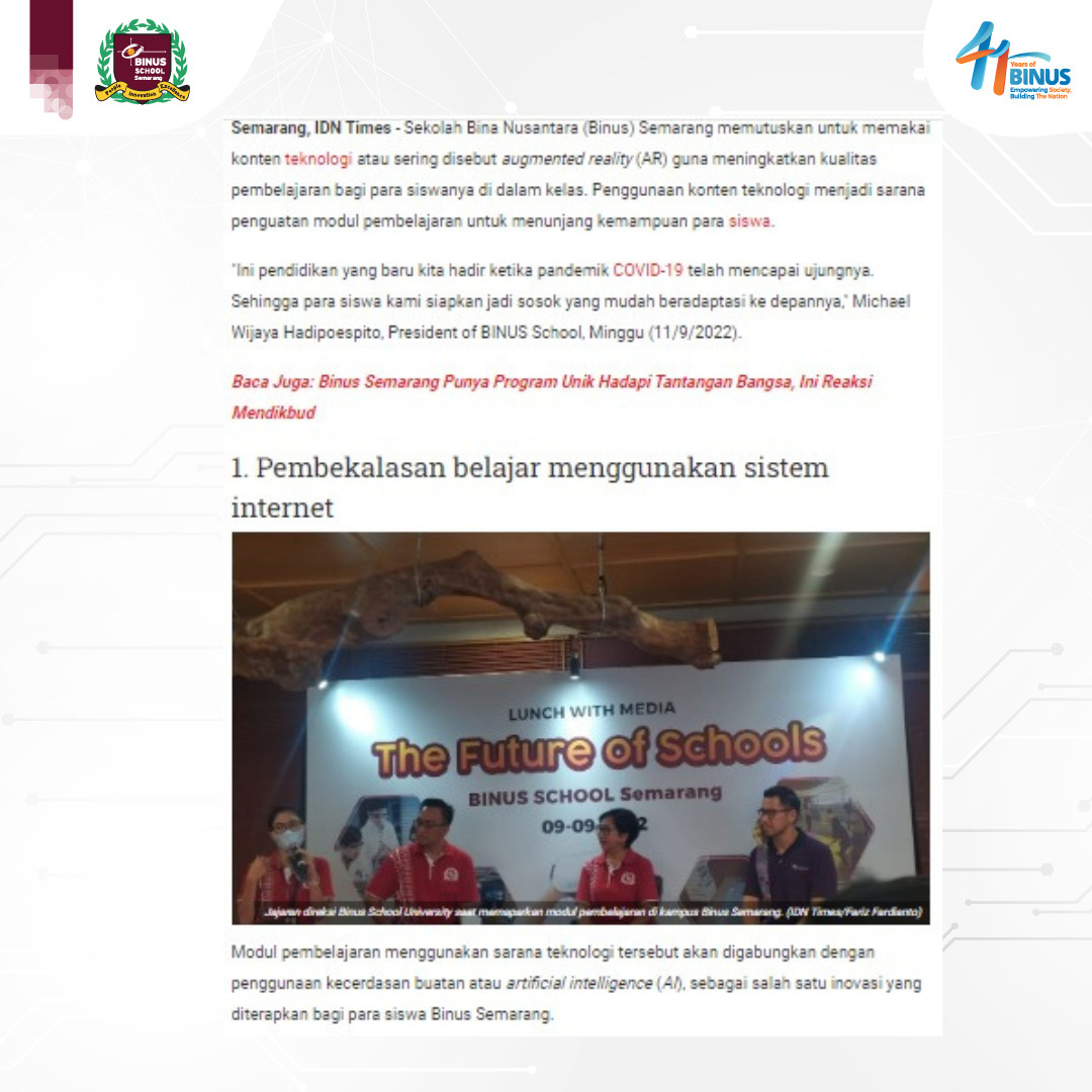 BINUS SCHOOL Semarang | 4 Cara Sekolah Binus Semarang Pakai Konten ...
